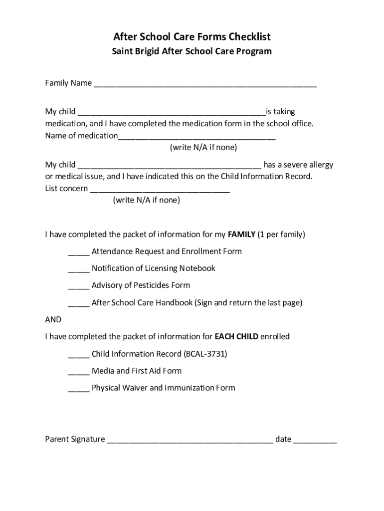 Fillable Online After School Care Permission forms docx Fax Email Print ...