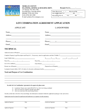Fillable Online LOT COMBINATION AGREEMENT APPLICATION Fax Email Print ...