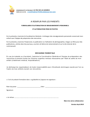 Remplissable En Ligne Autorisation parentale.doc Fax Email Imprimer - pdfFiller