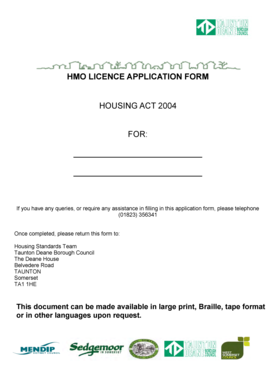 Fillable Online HMO Licence Application Form - Taunton Deane Fax Email ...