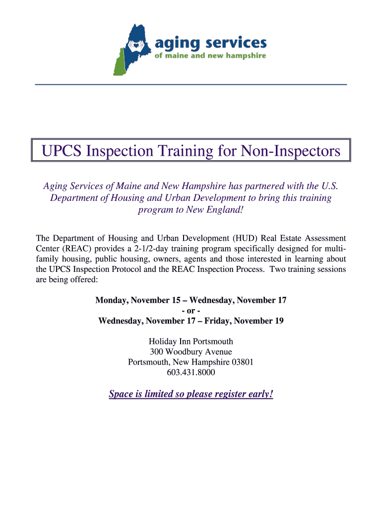 Fillable Online leadingagemenh UPCS Inspection Training for Non ...