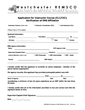 Fillable Online wremsco Verification of EMS Affiliation Form Fax Email ...