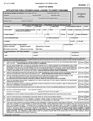 Fillable Online co berks pa Pennsylvania License to Carry Firearms ...