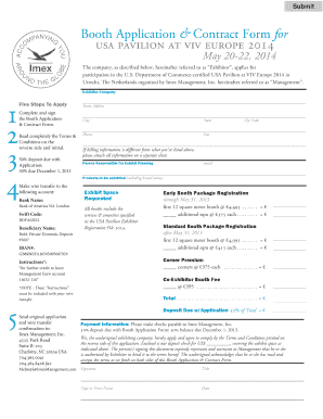 Fillable Online Booth Application Contract Form for usa pavilion at viv ... Fax Email Print ...