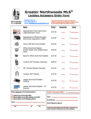 Fillable Online northwoodsrealtors Lockbox Accessory Order Form ...