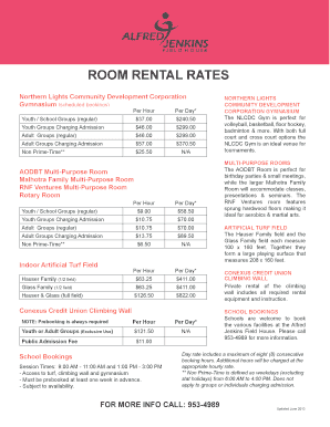 Fillable Online ROOM RENTAL RATES Fax Email Print - pdfFiller