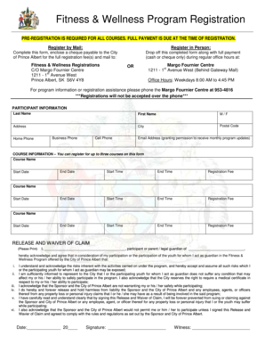 Fillable Online Fitness & Wellness Program Registration Fax Email Print - pdfFiller