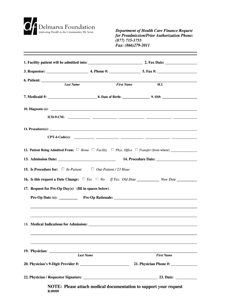 Fillable Online dhcf dfmc Hospital Services Preauthorization Request Fax Form pdf Fax Email ...