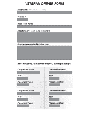 Fillable Online VETERAN DRIVER FORM Fax Email Print - pdfFiller