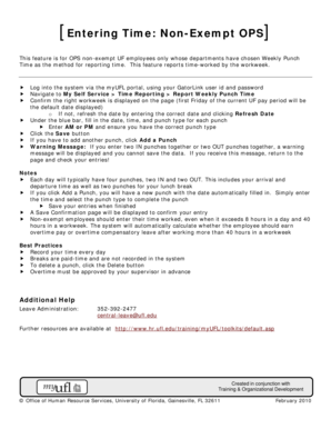 Fillable Online hr ufl Entering Time Non-Exempt OPS - hr ufl Fax Email Print - pdfFiller