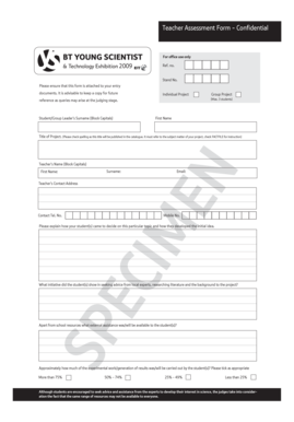 Fillable Online Sample Teachers Form - BT Young Scientist Fax Email ...