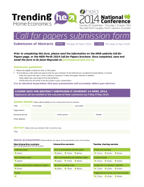 Fillable Online heia com Call for papers submission form Fax Email ...