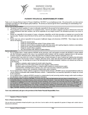 Fillable Online PATIENT FINANCIAL RESPONSIBILITY FORM - MCWHC Fax Email ...
