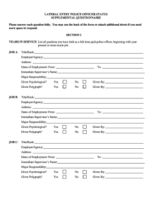 Fillable Online LATERAL ENTRY POLICE OFFICER STATUS SUPPLEMENTAL Fax ...