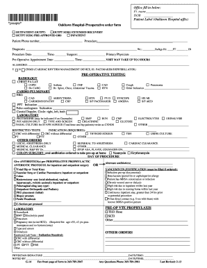Fillable Online PREOPERATIVE TESTING / TEACHING ORDER FORM Fax Email ...