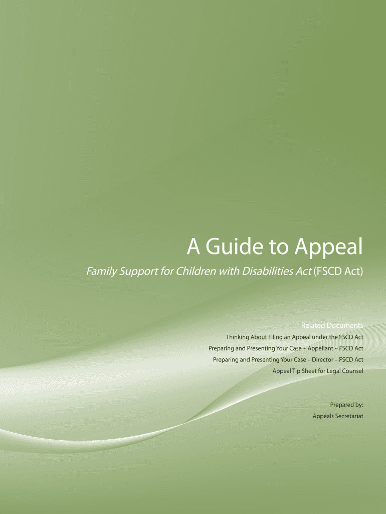 Fillable Online A Guide to Appeal - Family Support for Children with ...