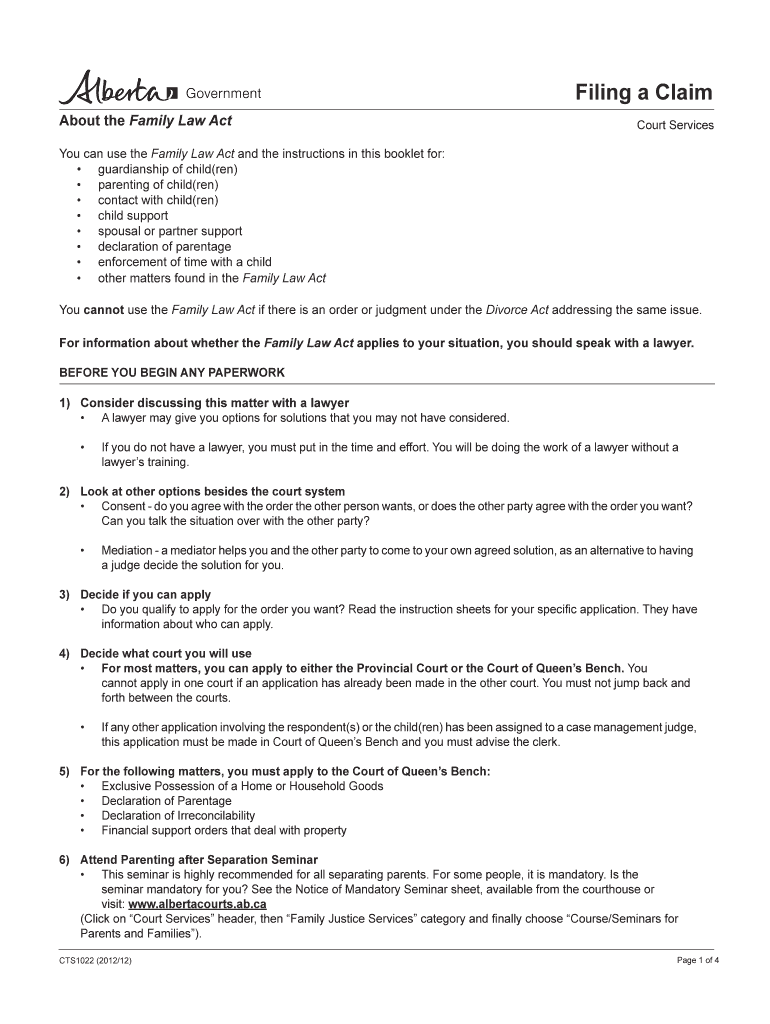 Fillable Online About the Family Law Act Fax Email Print - pdfFiller