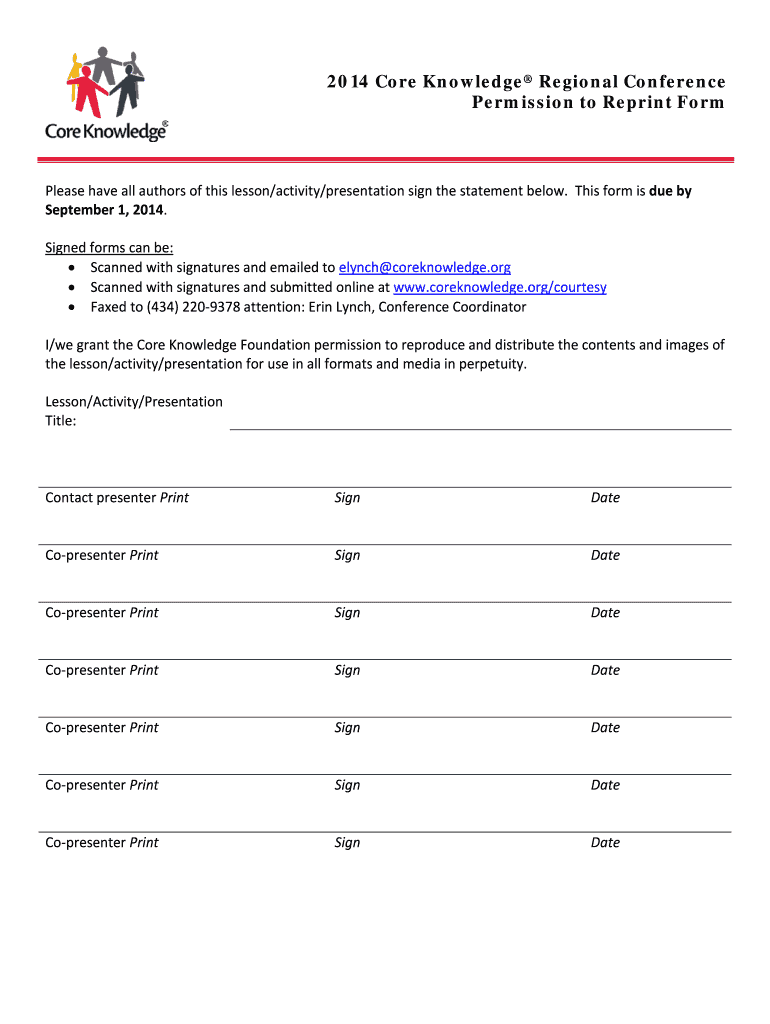 Fillable Online coreknowledge Permission to Reprint Form - Core ...