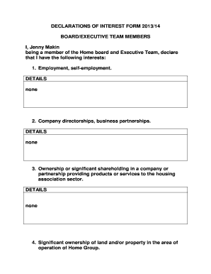 Fillable Online DECLARATIONS OF INTEREST FORM 2011/12 Fax Email Print ...