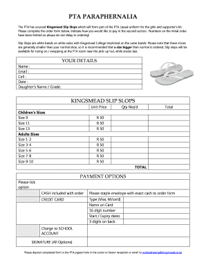 Fillable Online PTA PARAPHERNALIA Fax Email Print - pdfFiller