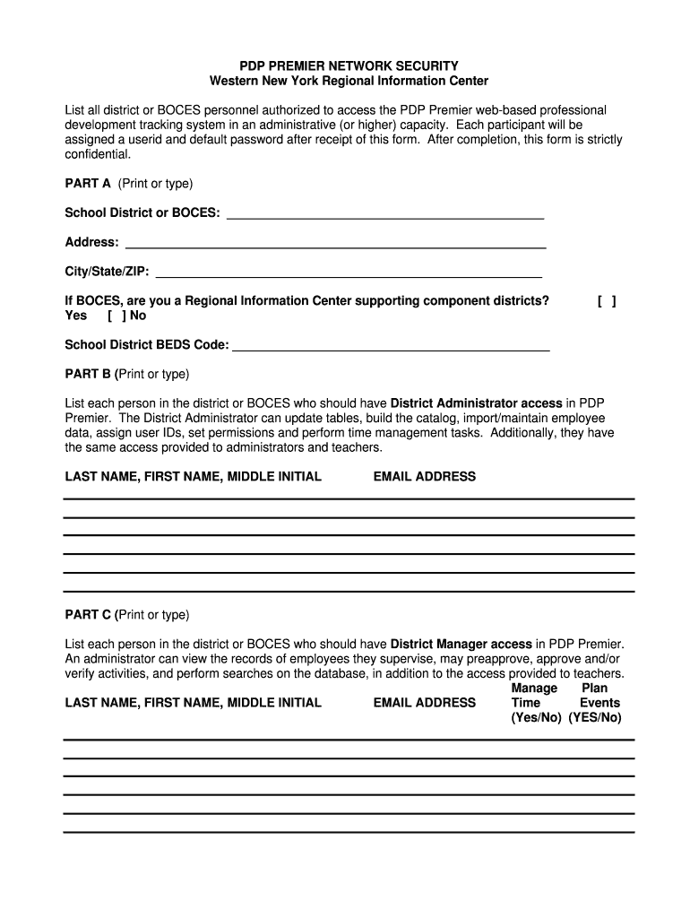 Fillable Online neric PDP PREMIER NETWORK SECURITY - Northeastern Regional Fax Email Print ...