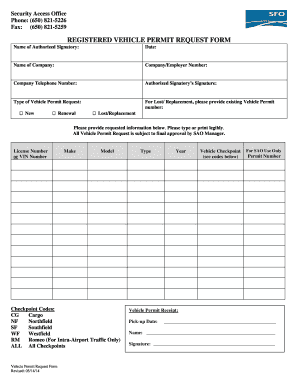 Fillable Online Vehicle Permit Request Form - SFO Connect Fax Email ...
