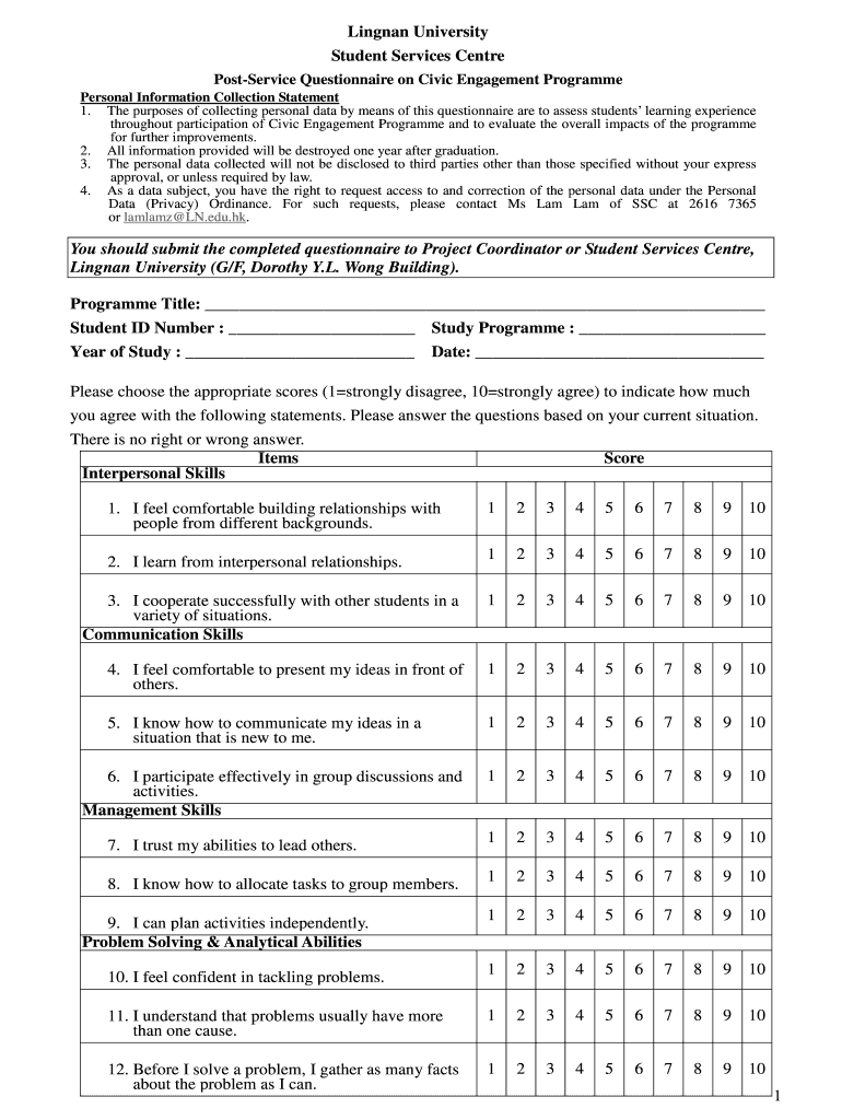 Fillable Online ln edu You should submit the completed questionnaire to ...