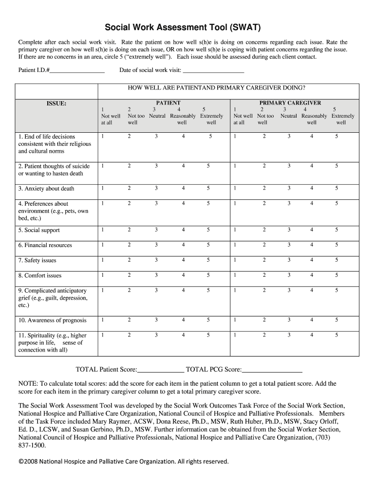 Hospice Social Work Assessment Template Fill Online Printable 