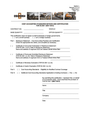 Fillable Online COST ACCOUNTING STANDARDS NOTICES AND CERTIFICATION FAR ...