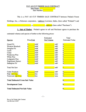 Fillable Online 1 Sale of Timber - Potlatch Timber Sales Fax Email ...