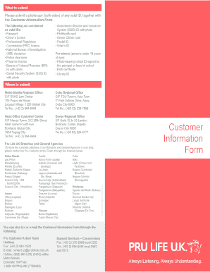 Fillable Online Customer Information - PRU LIFE UK Fax Email Print ...