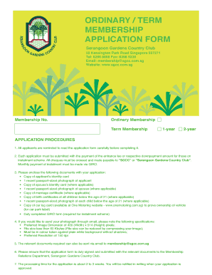 Fillable Online ORDINARY / TERM MEMBERSHIP APPLICATION FORM Fax Email ...