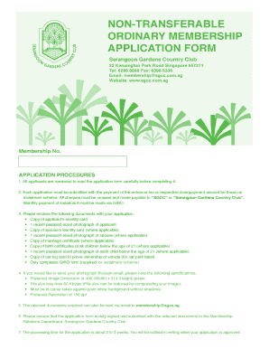 Fillable Online NON-TRANSFERABLE ORDINARY MEMBERSHIP APPLICATION FORM ...
