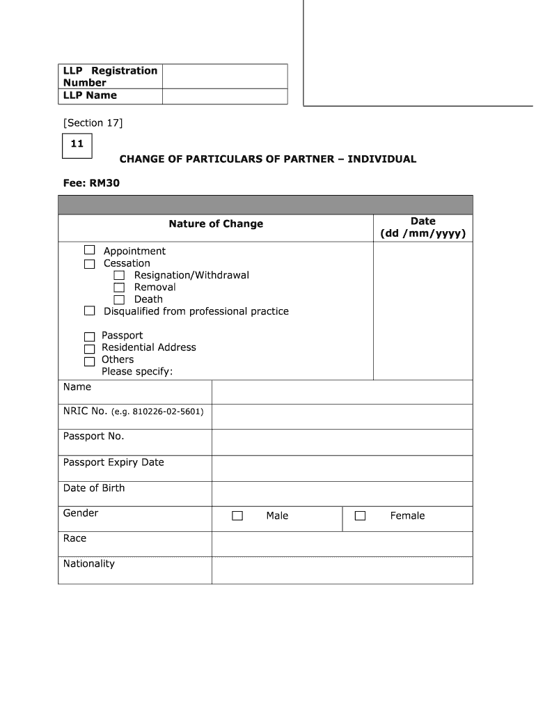 Fillable Online ssm com LLP Registration Number LLP Name Section 17 11 ...