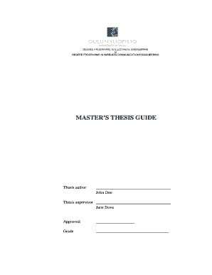 Fillable Online MASTERS THESIS GUIDE - University of Oulu Fax Email Print - pdfFiller