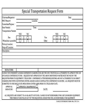 Fillable Online EANGUS Form 1004 Special Transportation Request Form ...