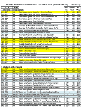 Fillable Online AIA Las Vegas Document Price List - Documents On Demand ...