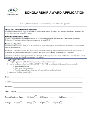 Fillable Online Three $1,000 scholarships may be awarded annually ...