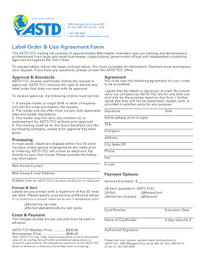 Fillable Online Label Order & Use Agreement Form Fax Email Print ...