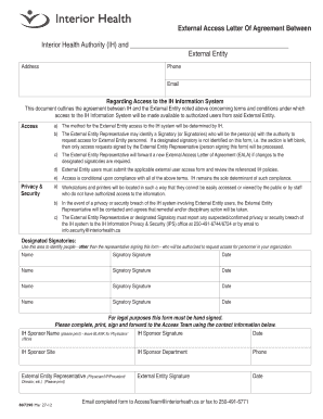 Fillable Online External Access Letter Of Agreement - Interior Health ...
