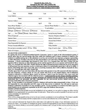 Fillable Online Kenneth R. Beer, M.D., P.A. Kenneth R. Beer MD * Jill S ...