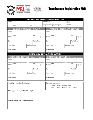Fillable Online PARENT 2 / SECONDARY CONTACT Fax Email Print - pdfFiller