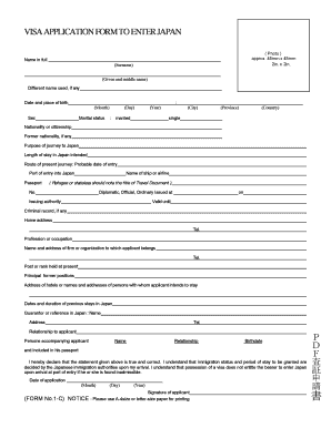 Fillable Online VISA APPLICATION FORM TO ENTER JAPAN Fax Email Print ...