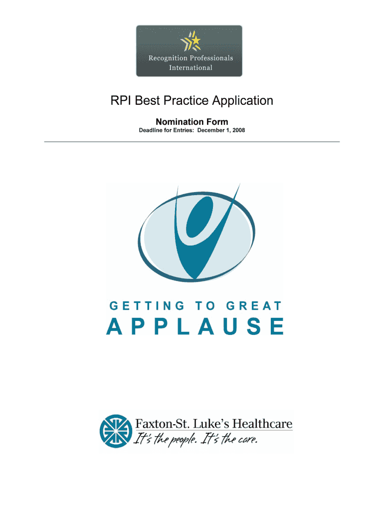 Fillable Online recognition RPI Best Practice Application Fax Email ...