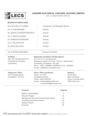 Fillable Online LAKSHMI ELECTRICAL CONTROL SYSTEMS LIMITED Fax Email ...