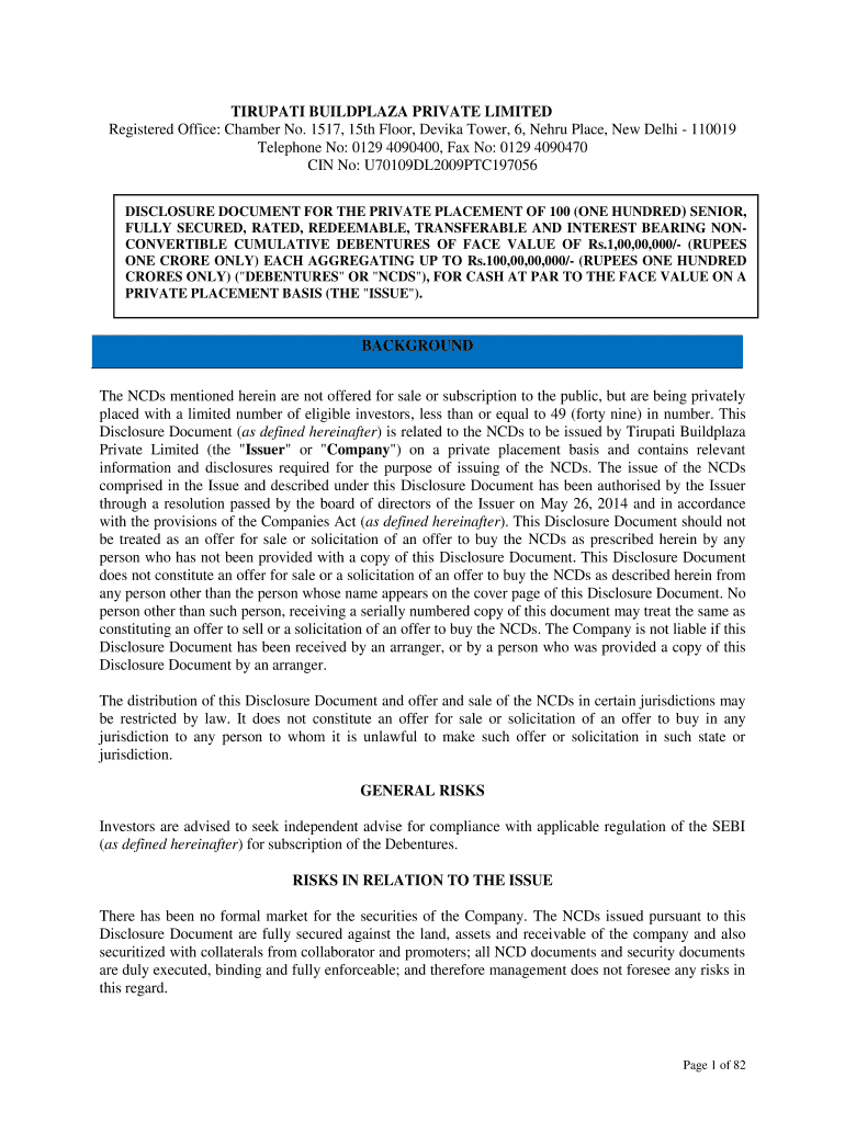Fillable Online TIRUPATI BUILDPLAZA PRIVATE LIMITED Fax Email Print - pdfFiller