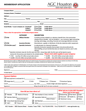 Fillable Online MEMBERSHIP APPLICATION - AGC Houston Fax Email Print ...