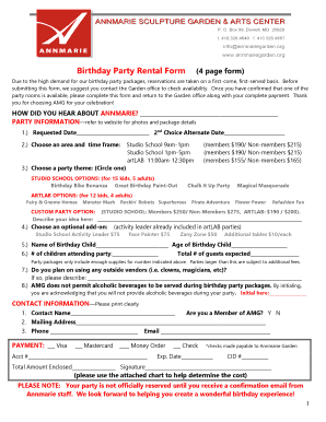 Fillable Online Birthday Party Rental Form Fax Email Print - pdfFiller