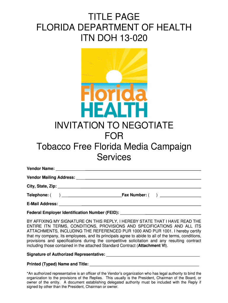 Fillable Online TITLE PAGE FLORIDA DEPARTMENT OF HEALTH ... - MyFlorida ...