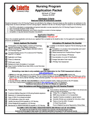 Fillable Online labette Nursing Program Application Packet - Labette ...